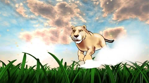 lion running 3d animation, cartoon anima... | Stock Video | Pond5