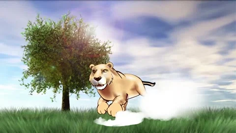 lion running 3d animation, cartoon anima... | Stock Video | Pond5
