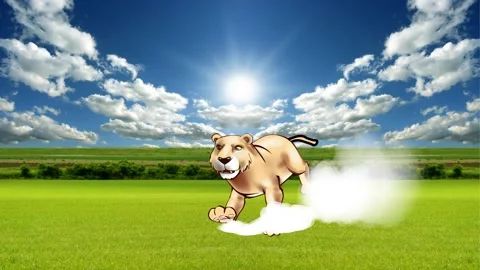 lion running 3d animation, cartoon anima... | Stock Video | Pond5