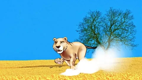lion running 3d animation, cartoon anima... | Stock Video | Pond5
