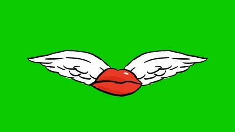 Lips - animation - wings - green screen | Stock Video | Pond5