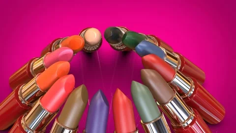 Lipstick rotating on pink background | Stock Video | Pond5