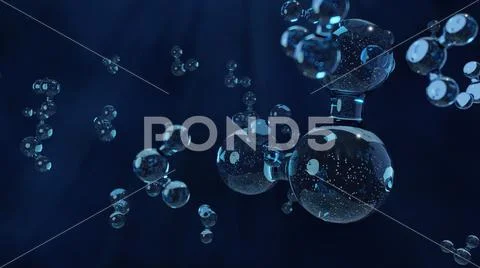 Liquid bubble, Water Molecule inside Liquid Bubble on water background ...