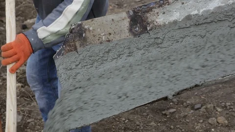 Liquid concrete. Filling with concrete o... | Stock Video | Pond5