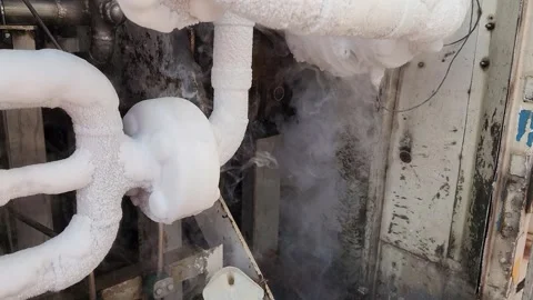 Liquid nitrogen pipeline with iced surfa... | Stock Video | Pond5