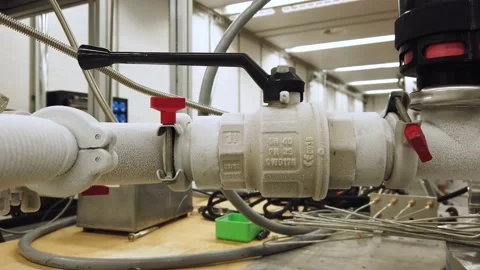 Liquid nitrogen transfer pipe and valve.... | Stock Video | Pond5
