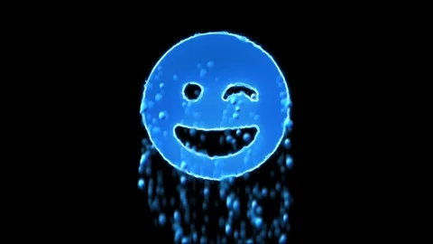 Liquid symbol grin wink appears with wat... | Stock Video | Pond5