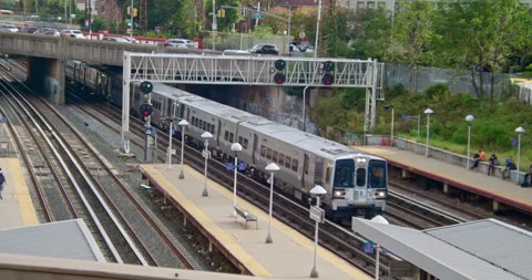 The LIRR Long Island Railroad passes thr... | Stock Video | Pond5