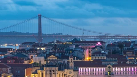 Lisbon Portugal time lapse 4K, city skyl... | Stock Video | Pond5