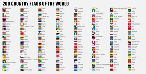 All Countries Flags With Names 196 Countries Square Flag Design, World