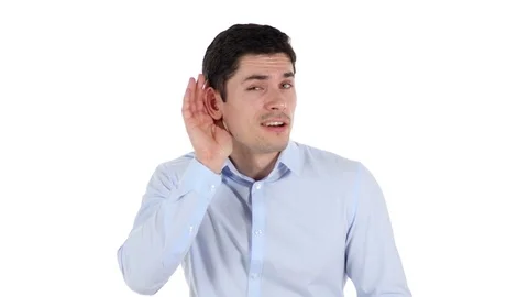 Listening Carefully, White Background | Stock Video | Pond5