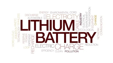 Lithium battery animated word cloud. Kin... | Stock Video | Pond5