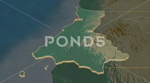 Litoral, Equatorial Guinea. Topographic relief map with surface waters ...