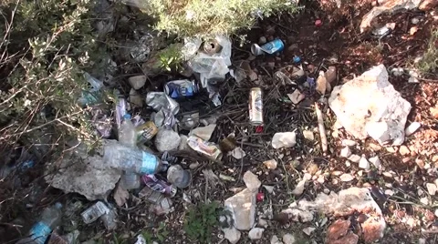 Litter on the ground top view | Stock Video | Pond5