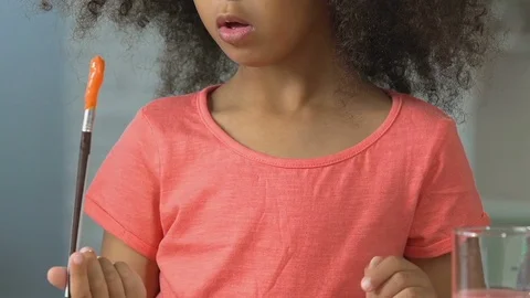 Little black girl making a messy drawing... | Stock Video | Pond5
