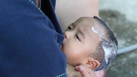 Little boy and girl kids group shower ou... | Stock Video | Pond5