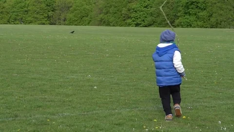 Little boy trying to catch the bird | Stock Video | Pond5