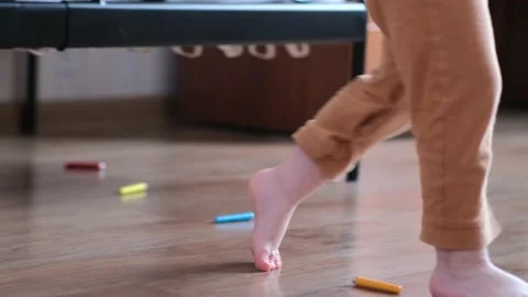 Little charming children's feet stomp on... | Stock Video | Pond5