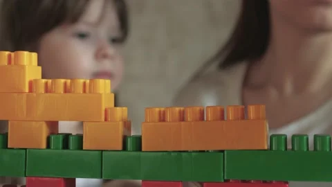 little child plays constructor with his ... | Stock Video | Pond5