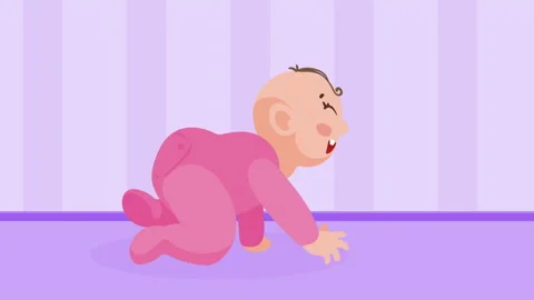 little girl baby character animation | Stock Video | Pond5