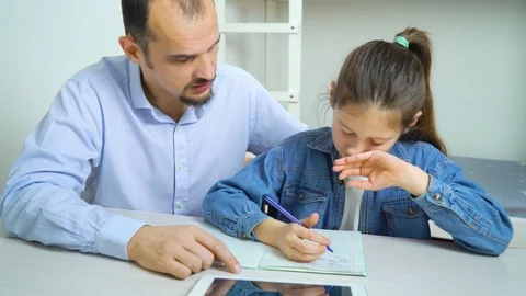 little girl crying while doing homework ... | Stock Video | Pond5