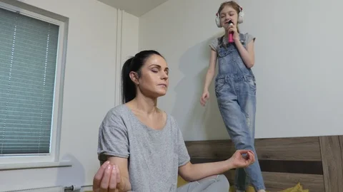 Little Girl Disturb Her Mother to doing ... | Stock Video | Pond5