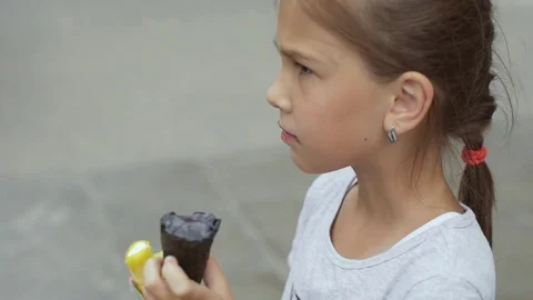 Little Girl Eating Ice Cream Stock Footage ~ Royalty Free Stock Videos ...