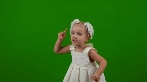 little girl emotions green screen | Stock Video | Pond5