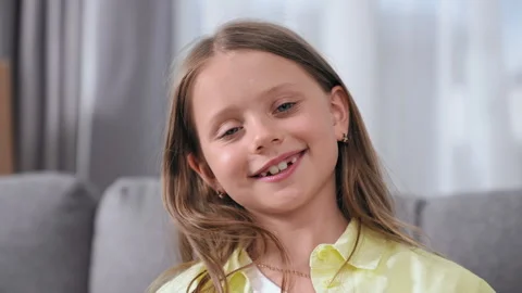 Little girl face portrait. Smile child l... | Stock Video | Pond5