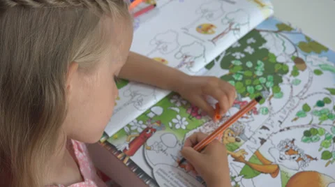 Little Girl Learning, Studying Drawing a... | Stock Video | Pond5