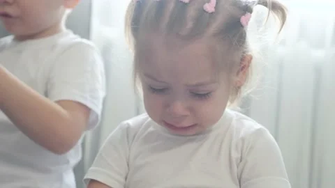 little girl a lifestyle crying upset tea... | Stock Video | Pond5