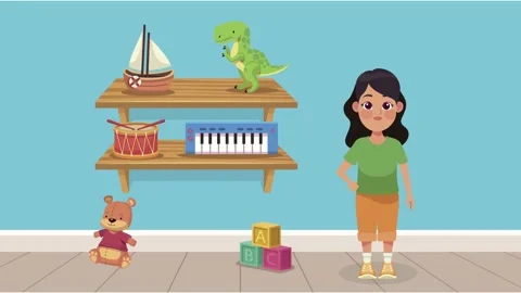 little girl playing with toys in the roo... | Stock Video | Pond5