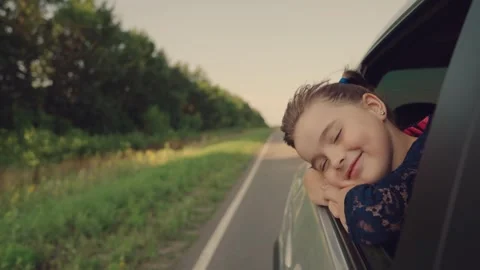 little girl, smile your face, stuck her ... | Stock Video | Pond5