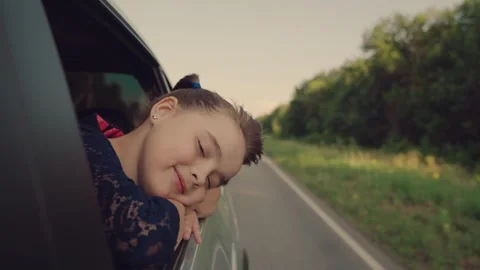 little girl, smile your face, stuck her ... | Stock Video | Pond5