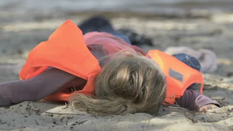 Little girl with trauma taking off life ... | Stock Video | Pond5