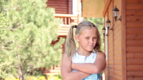 the little girl was offended by nature | Stock Video | Pond5