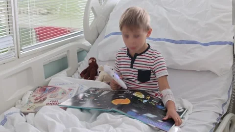 Little preschool child, lying in hospita... | Stock Video | Pond5