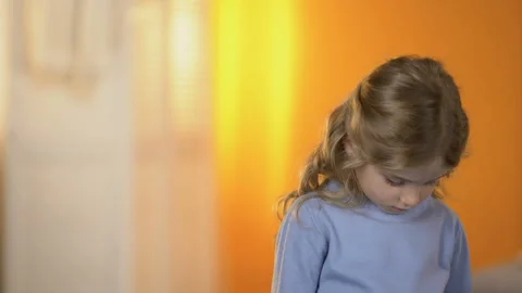 Little sad preschool girl crying having ... | Stock Video | Pond5