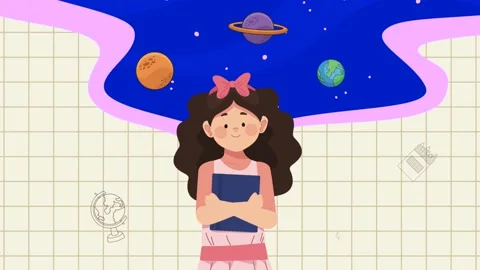 little student girl character animation | Stock Video | Pond5