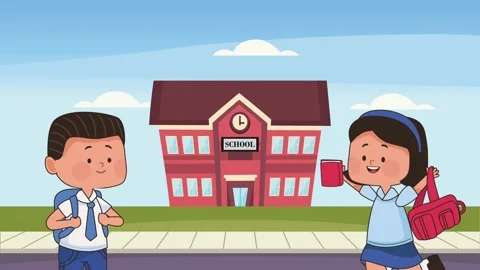 little students couple characters animat... | Stock Video | Pond5