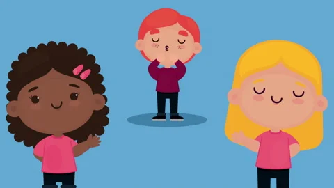 little three kids characters animation | Stock Video | Pond5