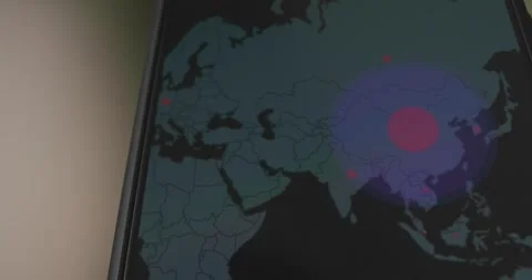 Live cyber threat map showing Asian coun... | Stock Video | Pond5