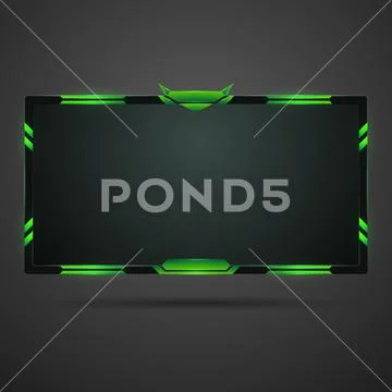 Live stream overlay gaming screen border frame with black and neon ...