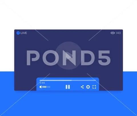 LIVE streaming video player, vector ui design ~ Clip Art #159370207