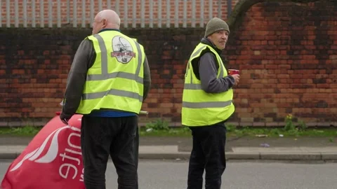 Liverpool dockers strike action. Unite u... | Stock Video | Pond5