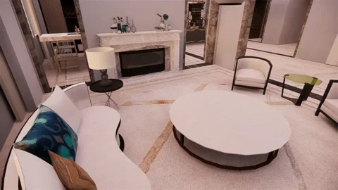 Living Room Interior Walkthrough Renderi... | Stock Video | Pond5