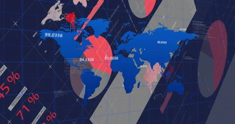 On load, bar chart sliding in and map fa... | Stock Video | Pond5