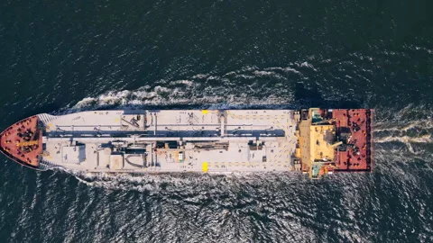 Loaded cement cargo vessel in transit in... | Stock Video | Pond5