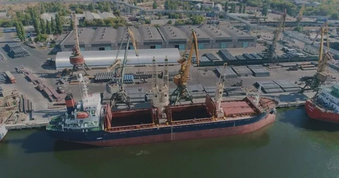 Loading a cargo ship, general plan for t... | Stock Video | Pond5
