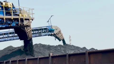 Loading Coal Into A Truck With Stacker M... | Stock Video | Pond5